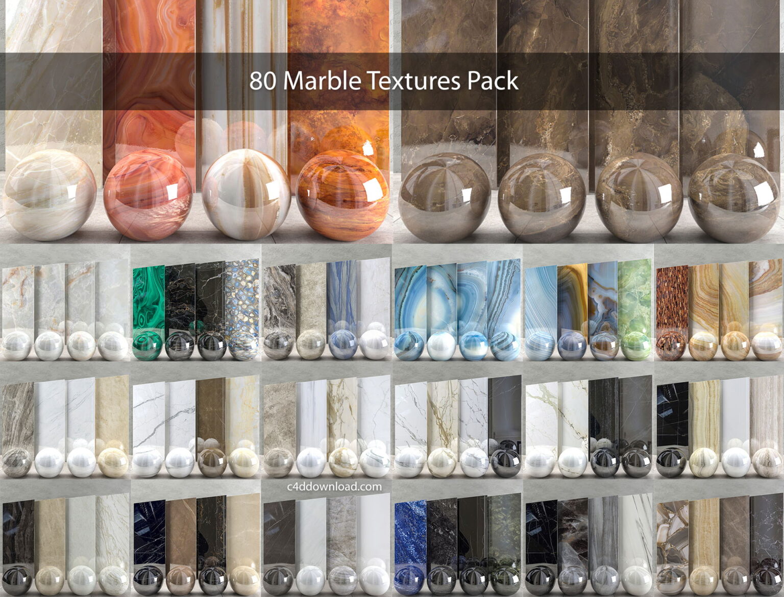 80 Marble 3D Textures Pack Free Textures