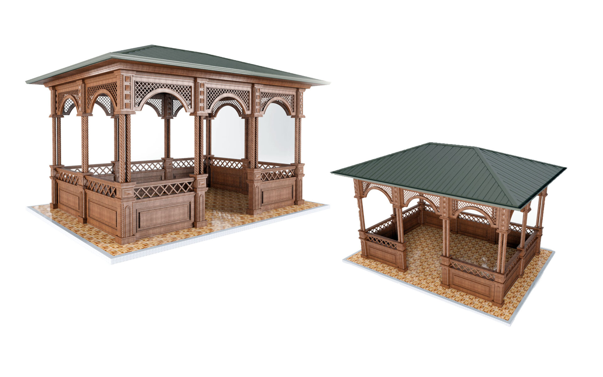 Luxury Wood Design Gazebo 3D Model Buildings