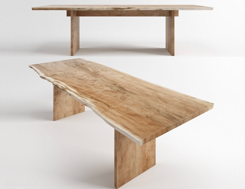 Natural Wood Dining Table 3D Model 3D Studio (3ds)