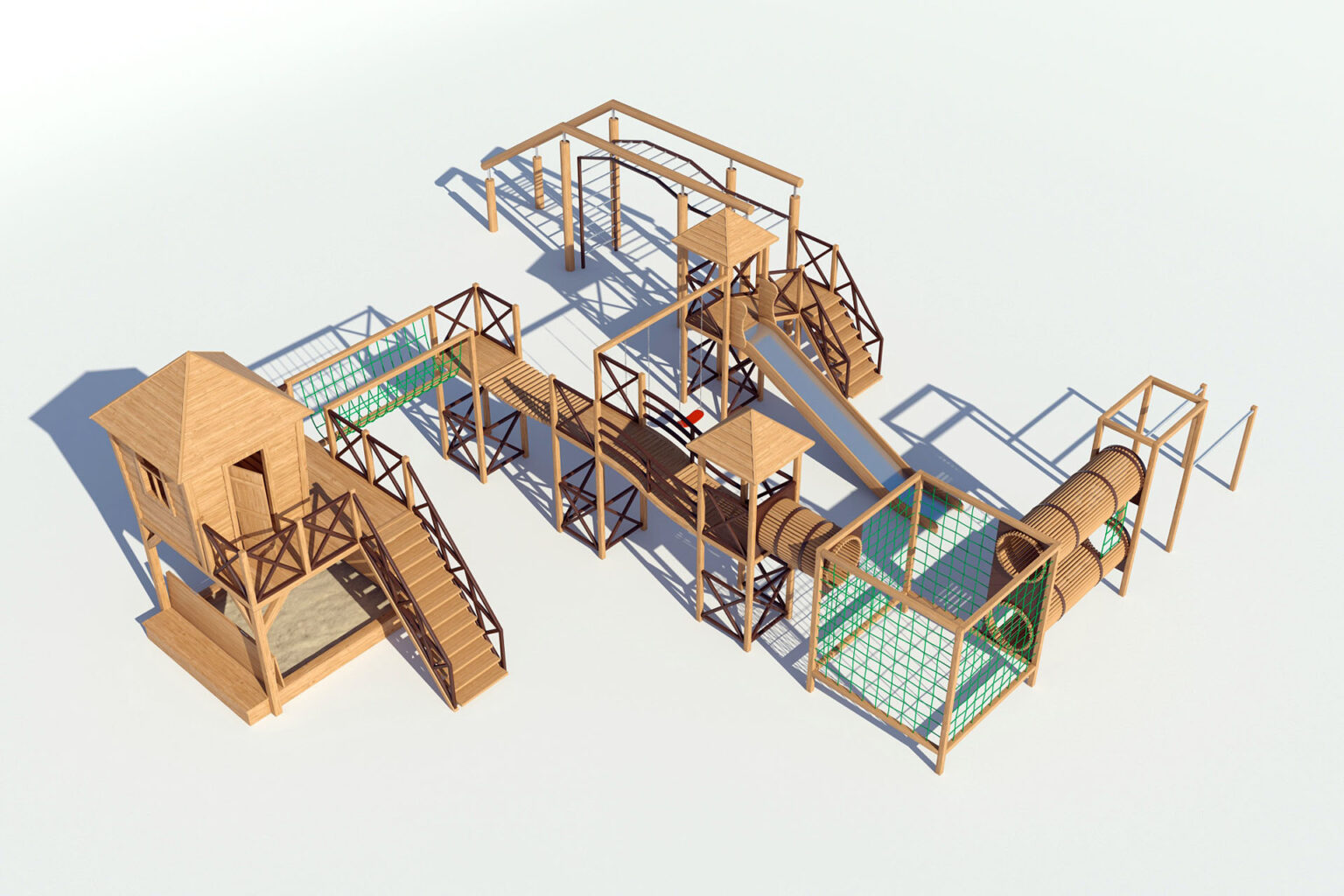 Wood Children Playground 3D Model Exterior Tools