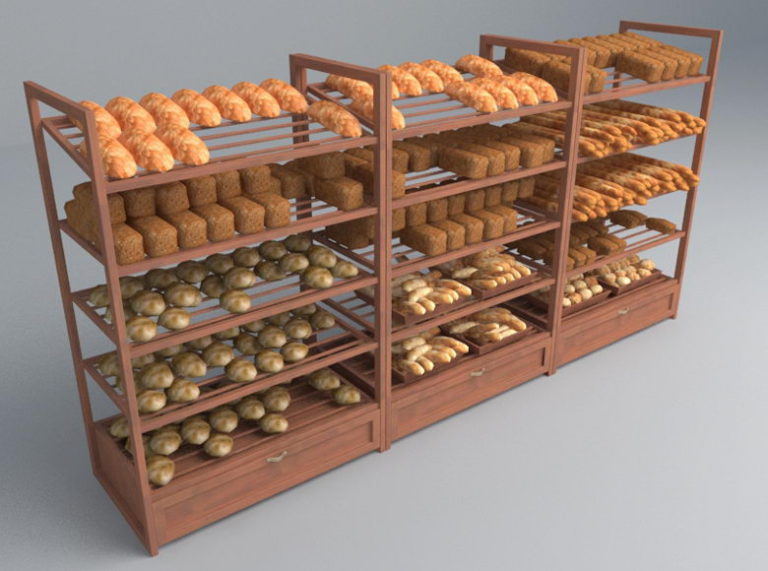 Bakery Shelves Free 3D Model Equipment