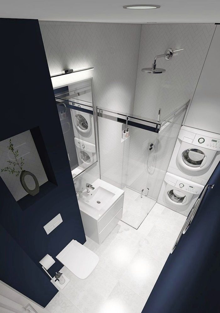 Blue Small Shower Room 3D Model Interior Scenes