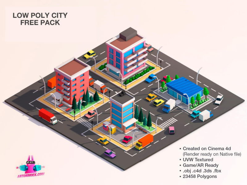 Cartoon City 3D Model Architecture