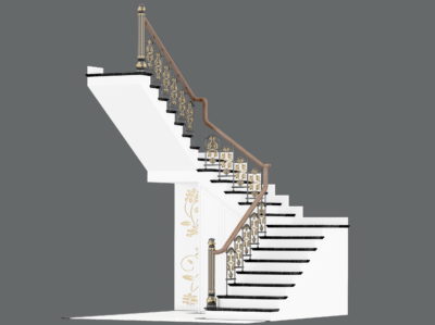 Classic Decorative Stairs 3D Model Architectural Tools