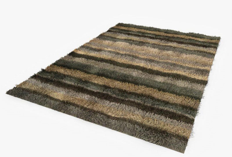 Color Strip Fluffy Carpet 3D Model Carpets