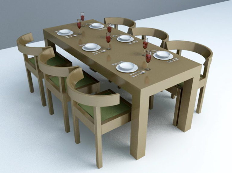Dining Set 3D Model Table