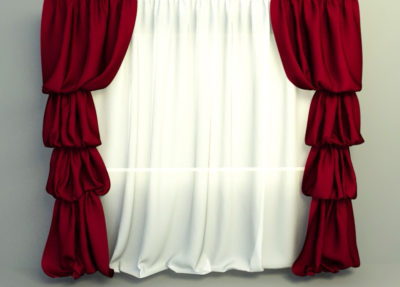 Elegant Red-White Curtain 3D Model Curtains