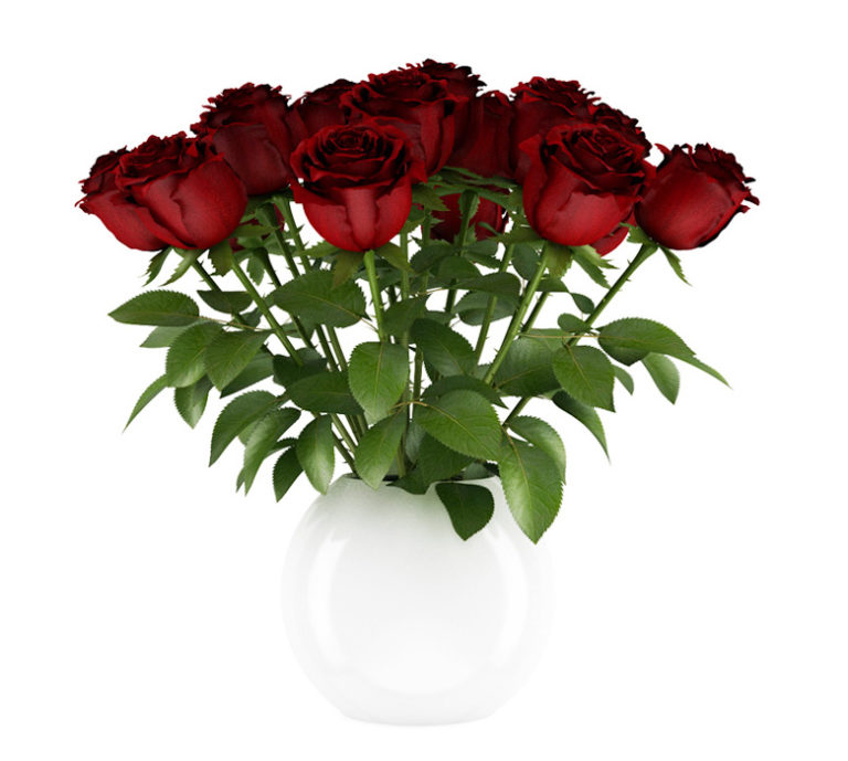 Free 3D Red Roses With White Vase Model 3D Studio Max ( max )