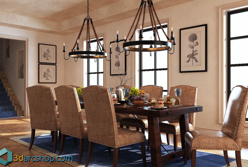 High Quality Dinner Table 3D Scene Interior Scenes