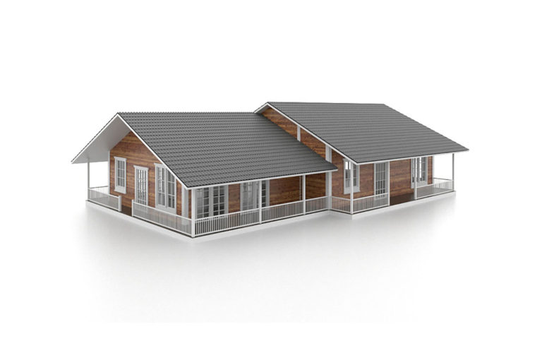 Long Wooden House Free 3D Model Buildings