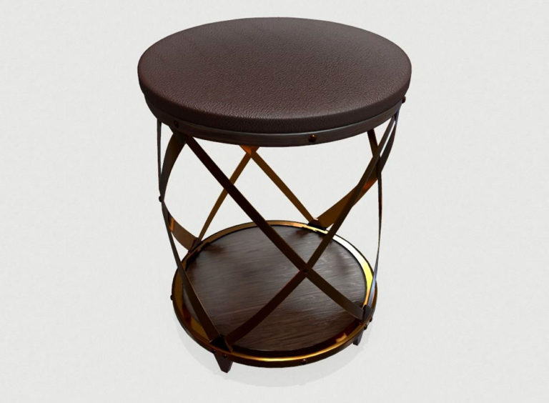Low poly Leather Stool 3D Model Chair