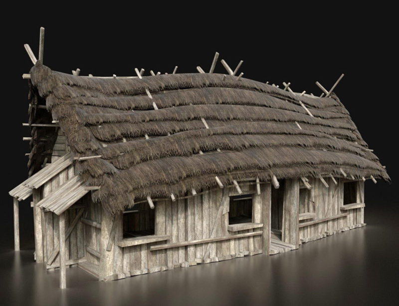 Medieval Thatched Cottage 3D Model OBJ Models