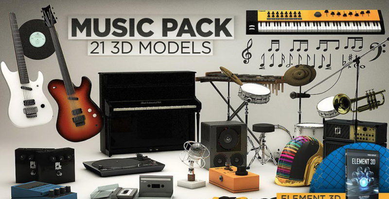 Music-Pack-Elements-3D-Models
