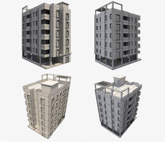 Single Apartment Building 3D Model 3