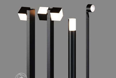 Square Street Light 3D Model Floor Lamps