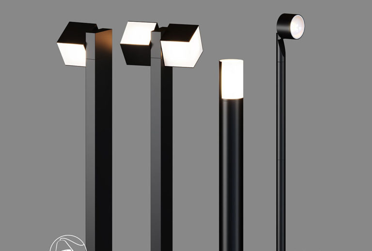 Square Street Light 3D Model Floor Lamps