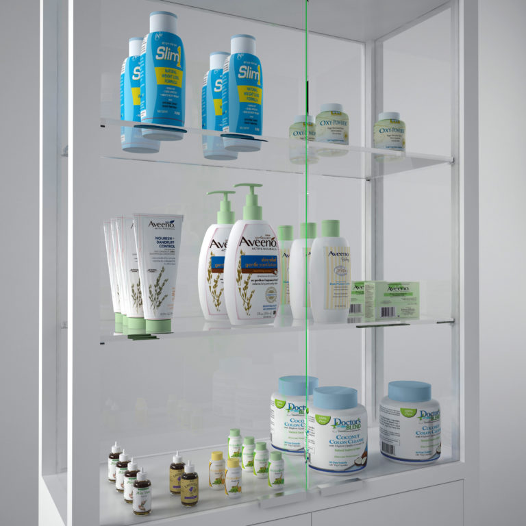 Store Glass Showcase With Products 3D Model Equipment
