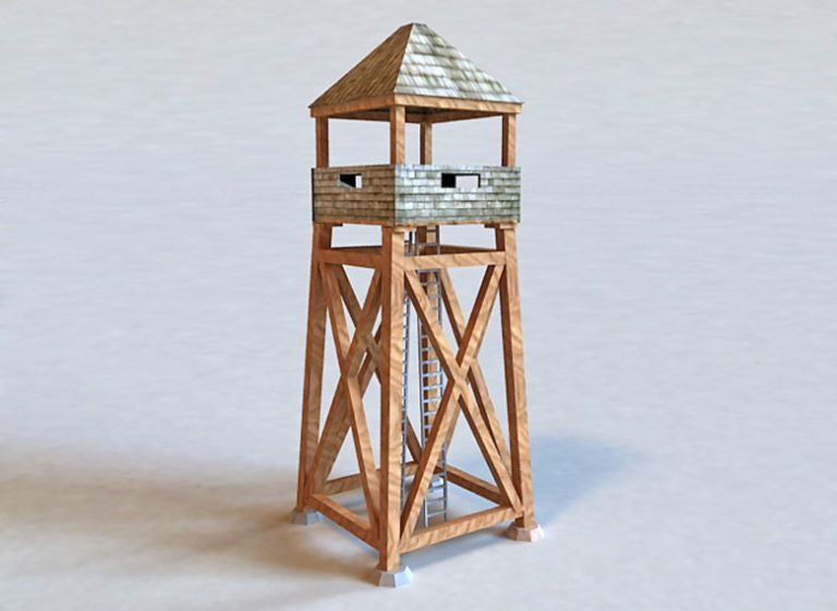 Wood Military Guard Tower 3D Model Architectural Tools