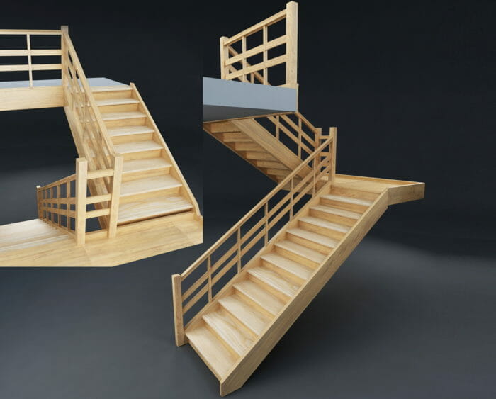 Wood Stairs 3D Model Building Tools