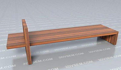 Wooden Bench 3D Model Table