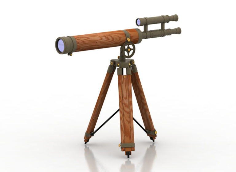 Wooden Old Telescope 3D Model Other Furniture