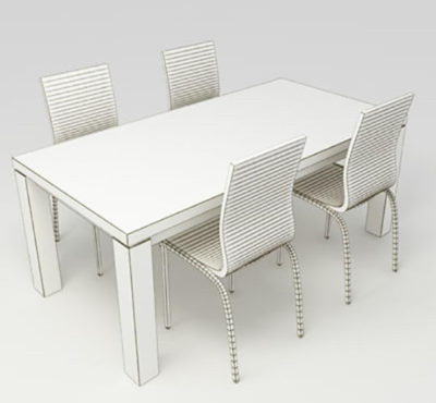 Table and Chairs 3D Model Table